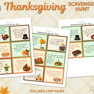 Thanksgiving Scavenger Hunt, Plaid Thanksgiving Treasure Hunt ...