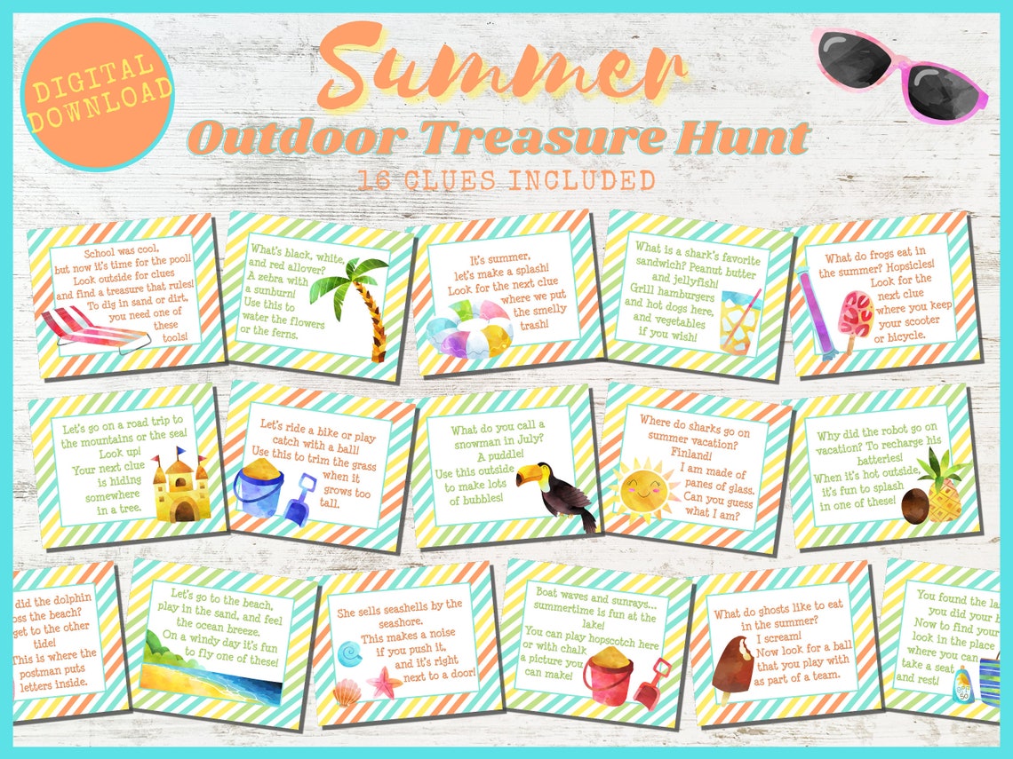 Summer Outdoor Scavenger Hunt, Outdoor Treasure Hunt, Outdoor Summer ...
