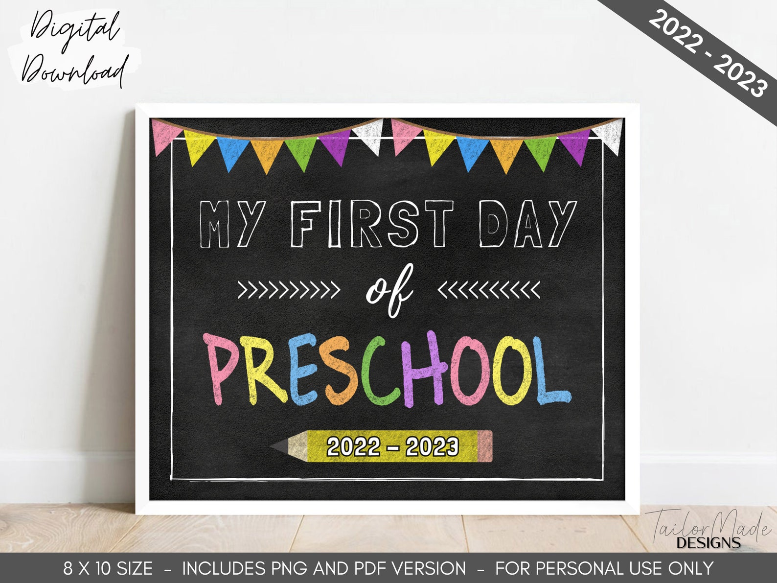 Printable First Day of Preschool Sign First Day of Preschool - Etsy
