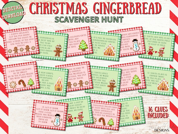 Christmas Gingerbread Scavenger Hunt Christmas Party Game - Etsy