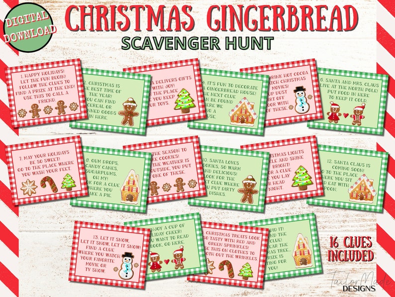 Christmas Gingerbread Scavenger Hunt Christmas Party Game | Etsy