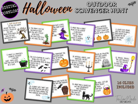 Outdoor Halloween Treasure Hunt Clues Halloween Scavenger, 59% OFF