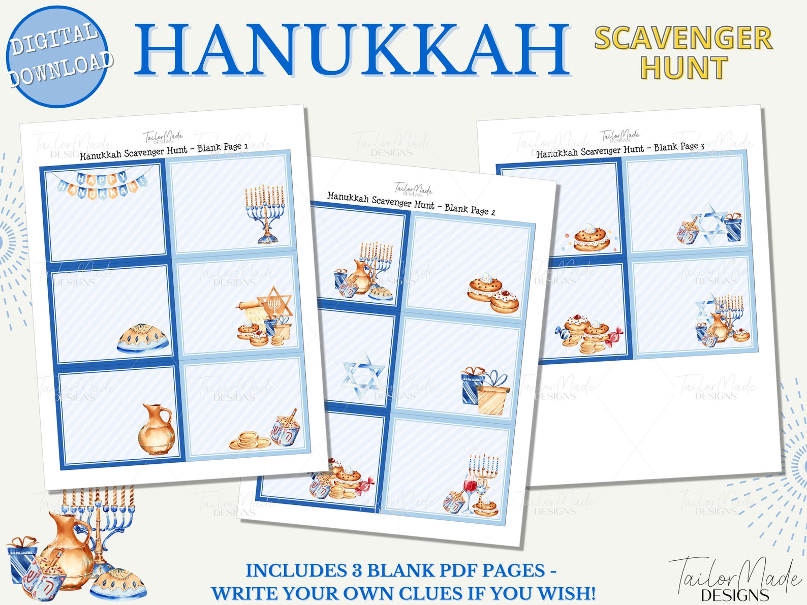 Hanukkah Scavenger Hunt Hanukkah Treasure Hunt Chanukah - Etsy