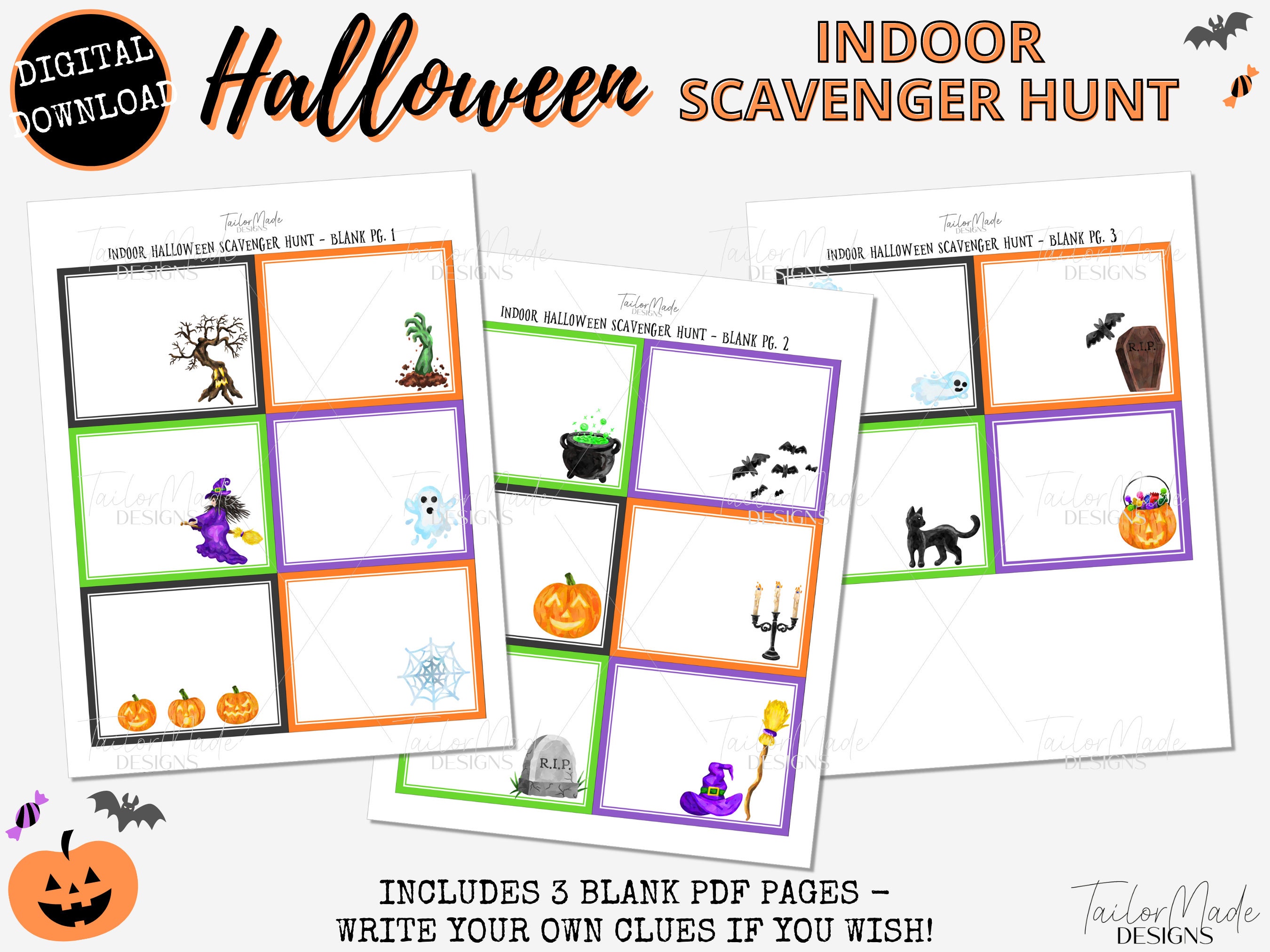 Halloween Scavenger Hunt, Halloween Treasure Hunt, Kids Halloween Party ...