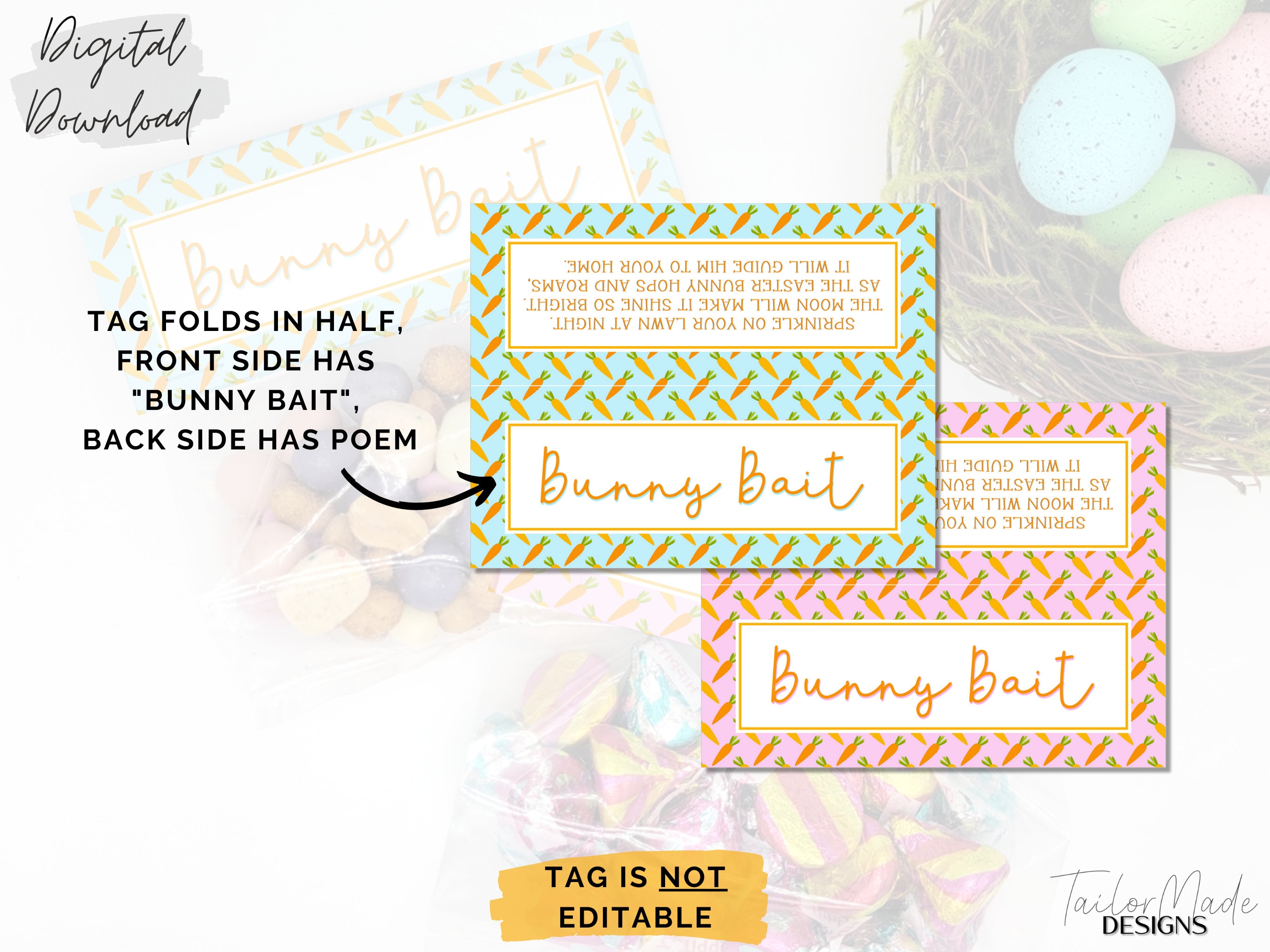 Easter Bunny Bait Tag, Printable Easter Tag, Bunny Bait Treat Bag ...