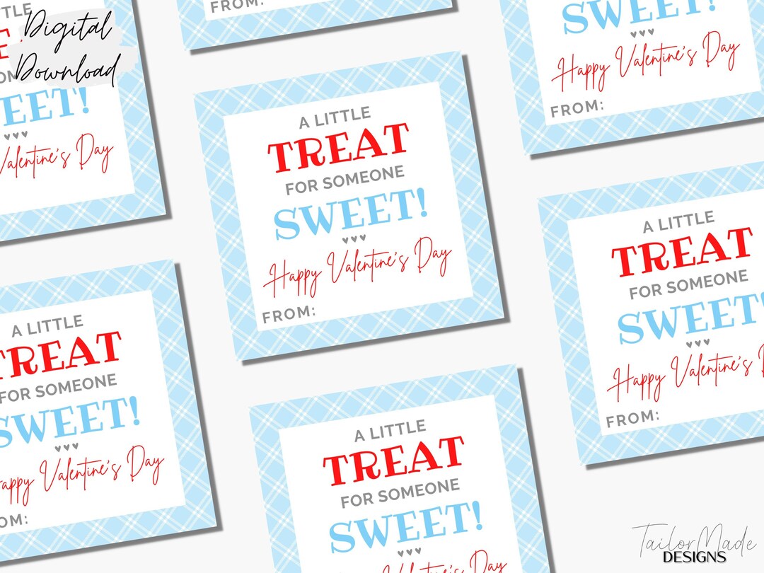 Blue Printable Valentine Cards, Sweet Treat Valentines, Valentine Gift ...