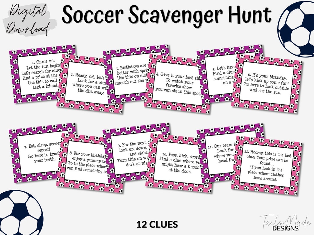 Soccer Theme Indoor Scavenger Hunt Girl Birthday Party Game - Etsy