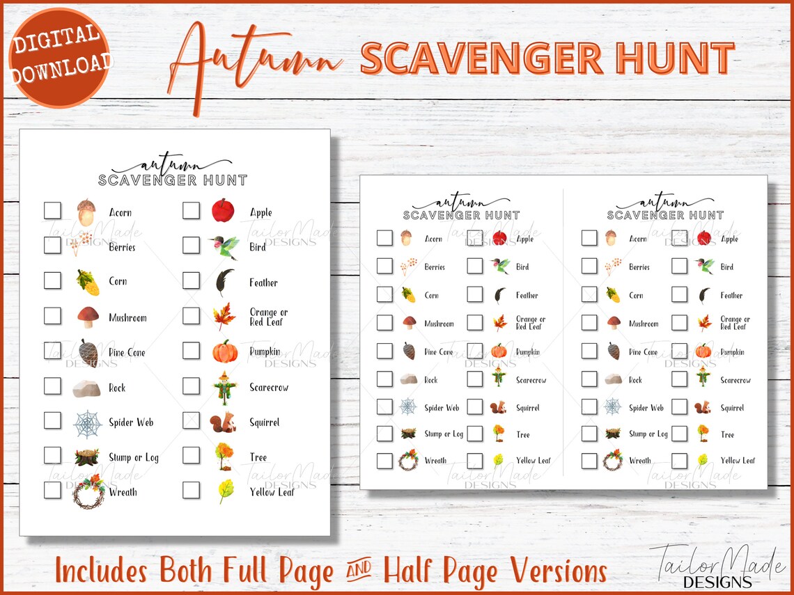 Autumn Scavenger Hunt Fall Scavenger Hunt Pumpkin Patch - Etsy