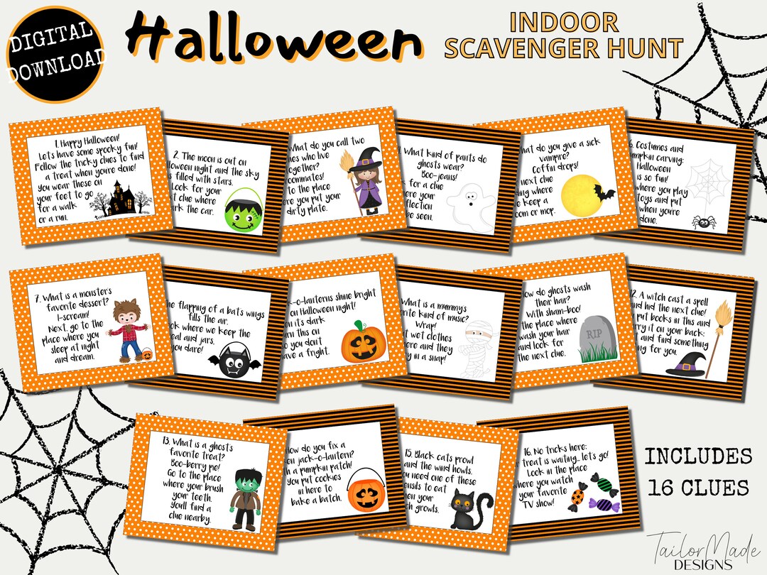 Halloween Scavenger Hunt, Halloween Treasure Hunt, Kids Halloween Party ...