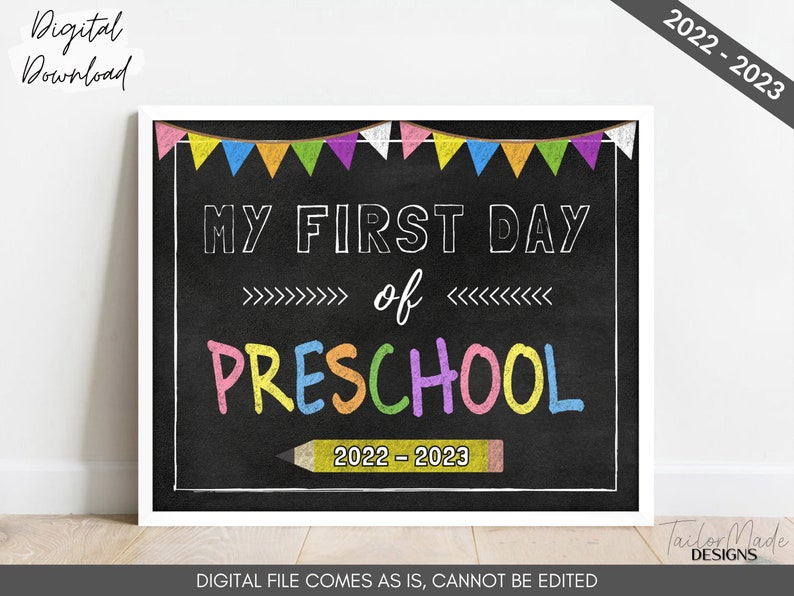 Printable First Day of Preschool Sign First Day of Preschool - Etsy
