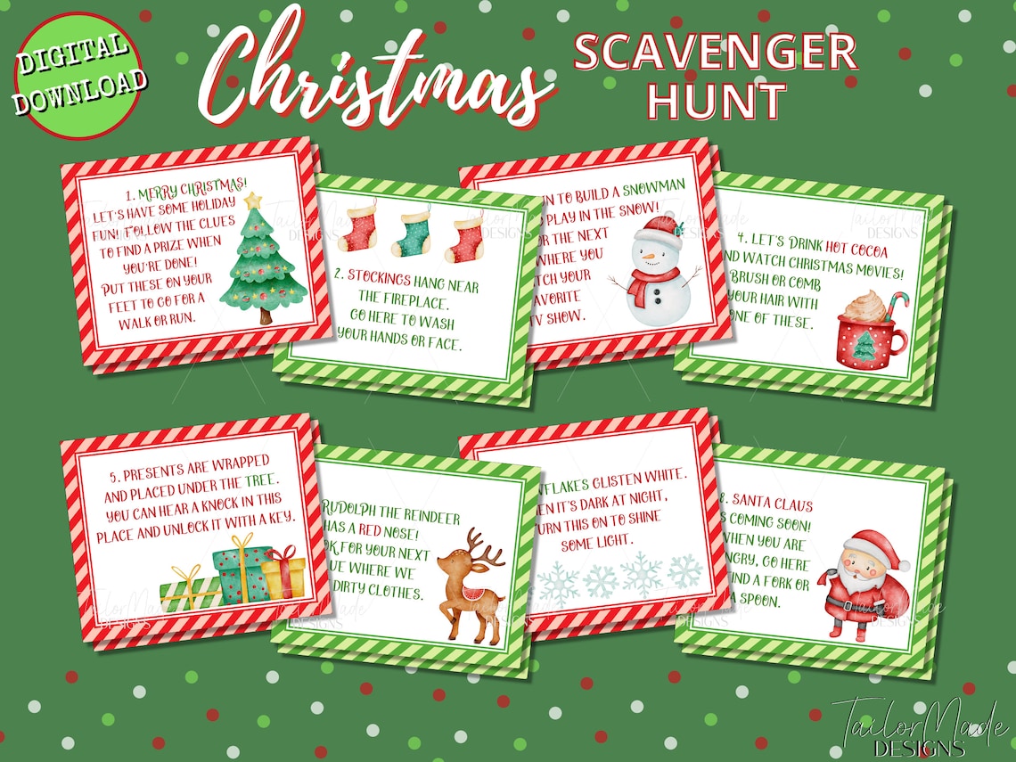Christmas Scavenger Hunt Christmas Party Game Christmas | Etsy