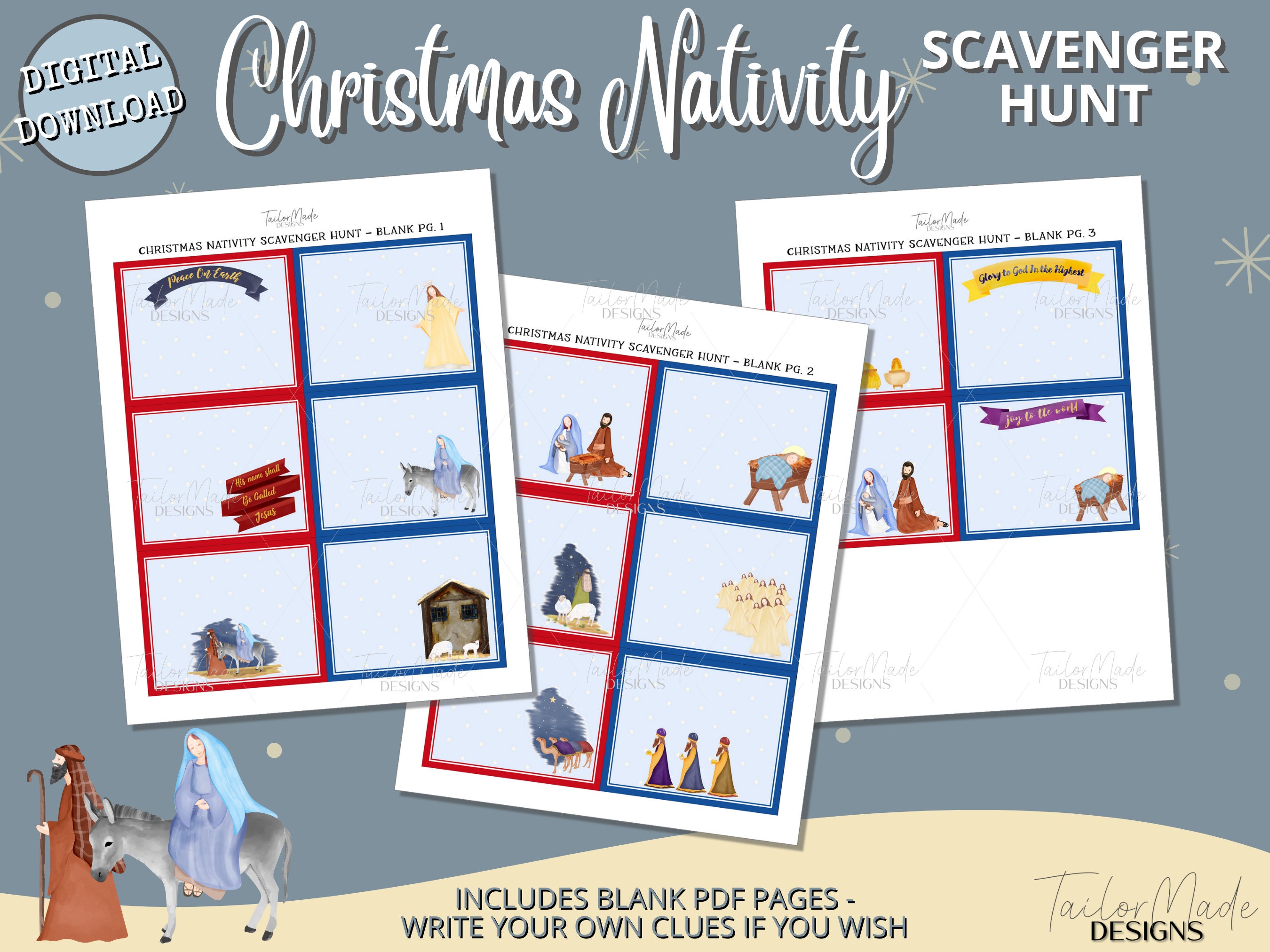 Nativity Scavenger Hunt, Christmas Scavenger Hunt, Christmas Treasure ...