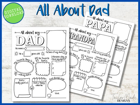 All About Dad Printable Father's Day Coloring Page All | Etsy UK