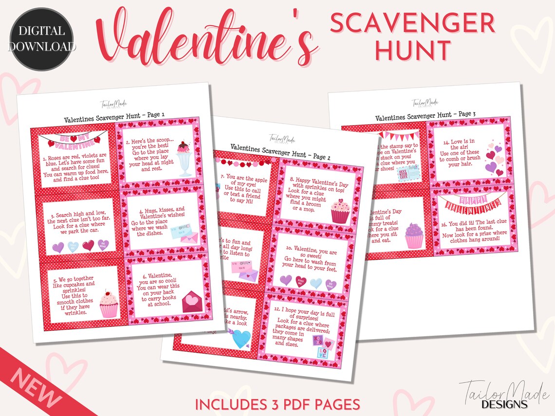 Valentine Scavenger Hunt Valentine's Party Game - Etsy