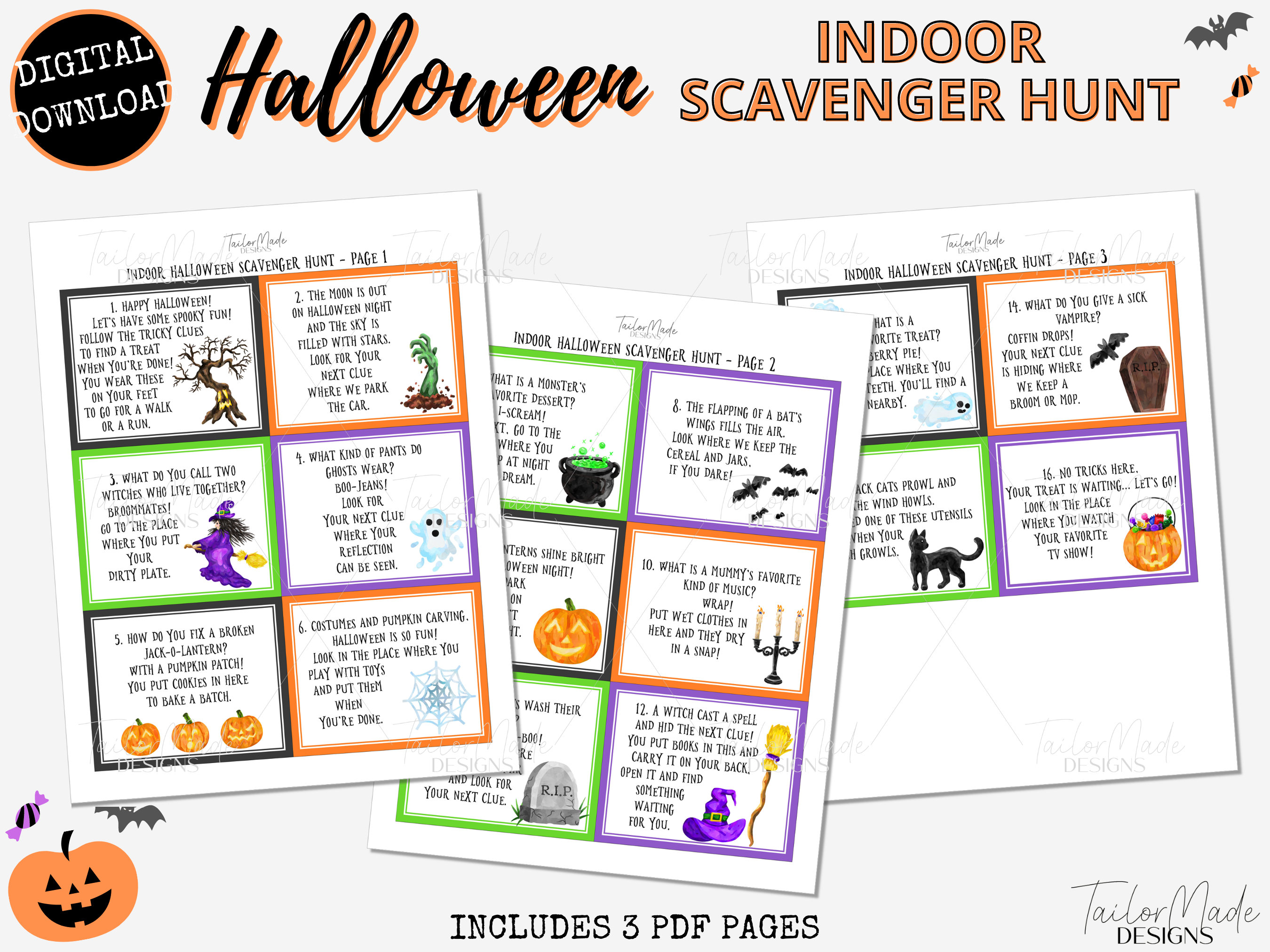 Halloween Scavenger Hunt, Halloween Treasure Hunt, Kids Halloween Party ...