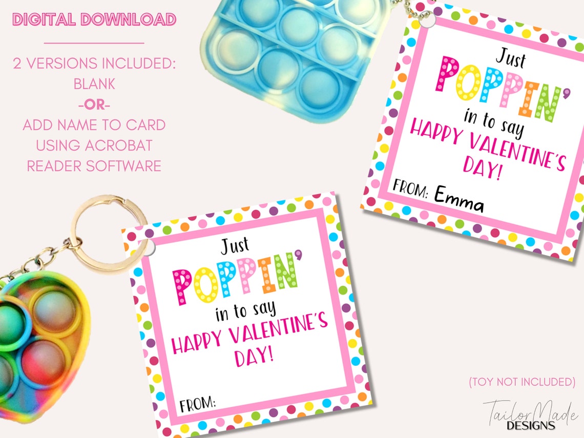 Pop It Valentines Card Personalized Valentine - Etsy
