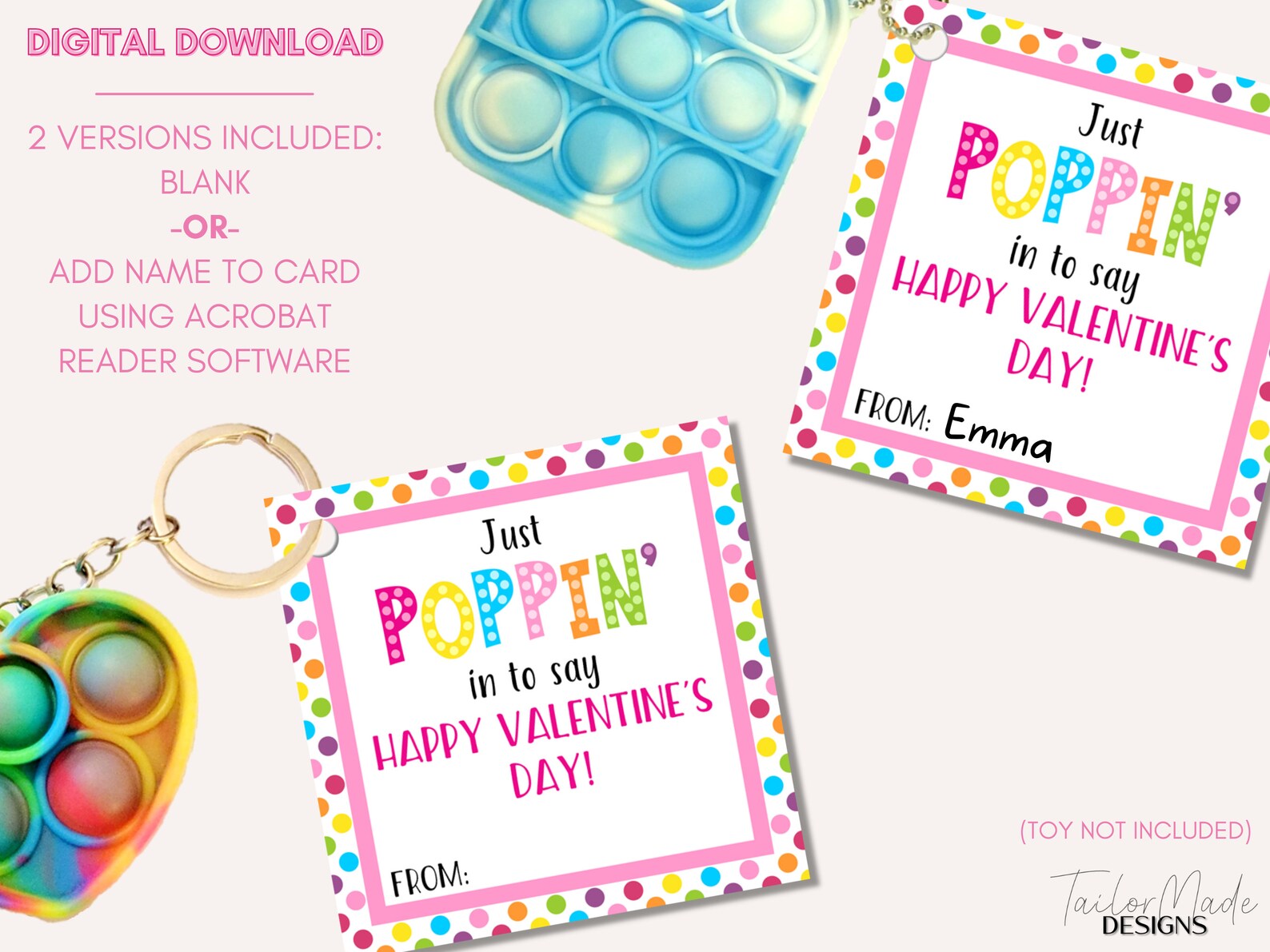 Pop It Valentines Card Personalized Valentine - Etsy