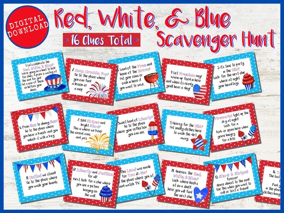 4th of July Scavenger Hunt Team USA Scavenger Hunt Red White | Etsy