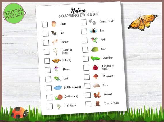 Nature Scavenger Hunt Outdoor Scavenger Hunt Printable - Etsy