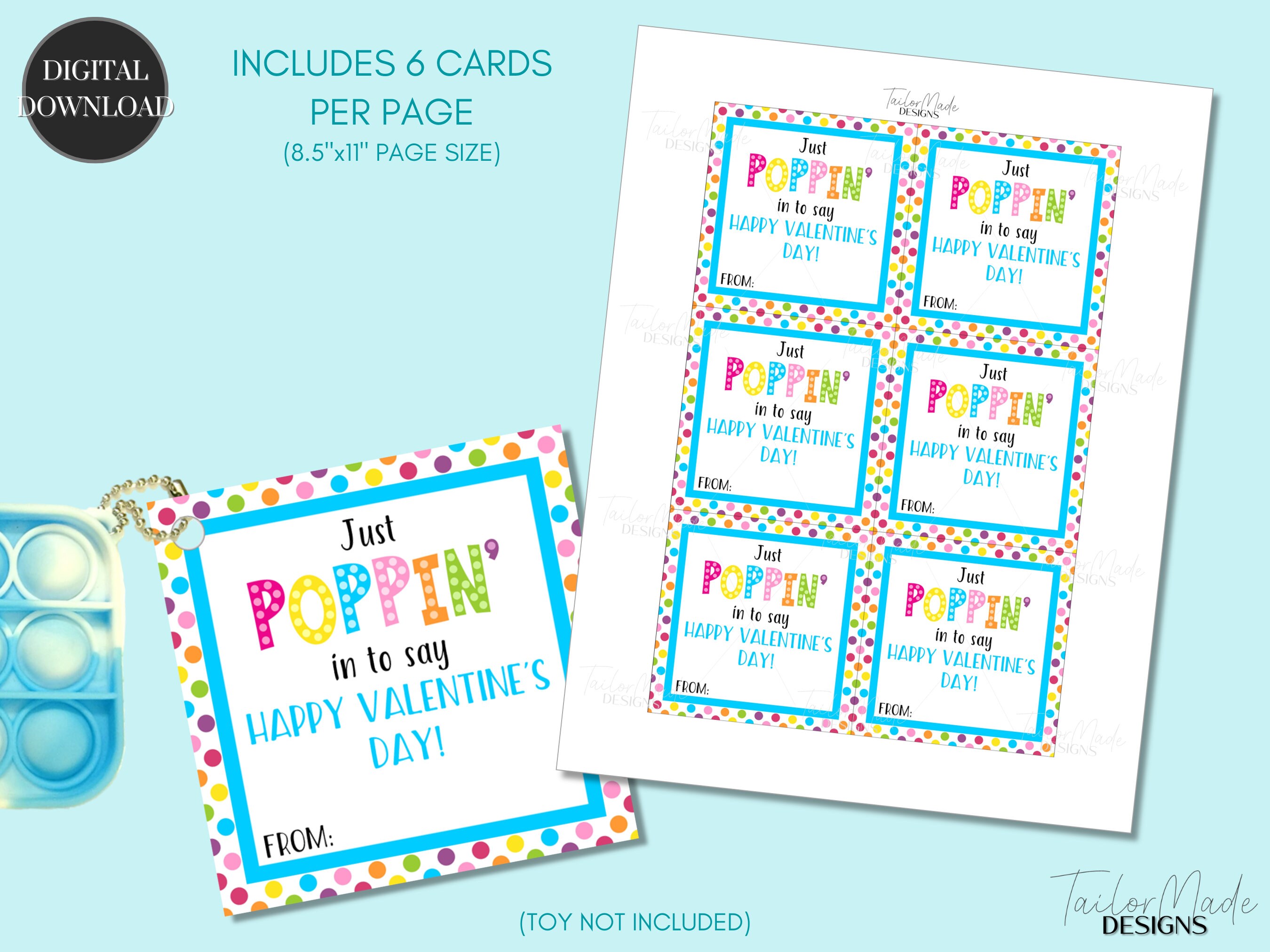 Blue Pop It Valentines Card Personalized Valentine Blue - Etsy