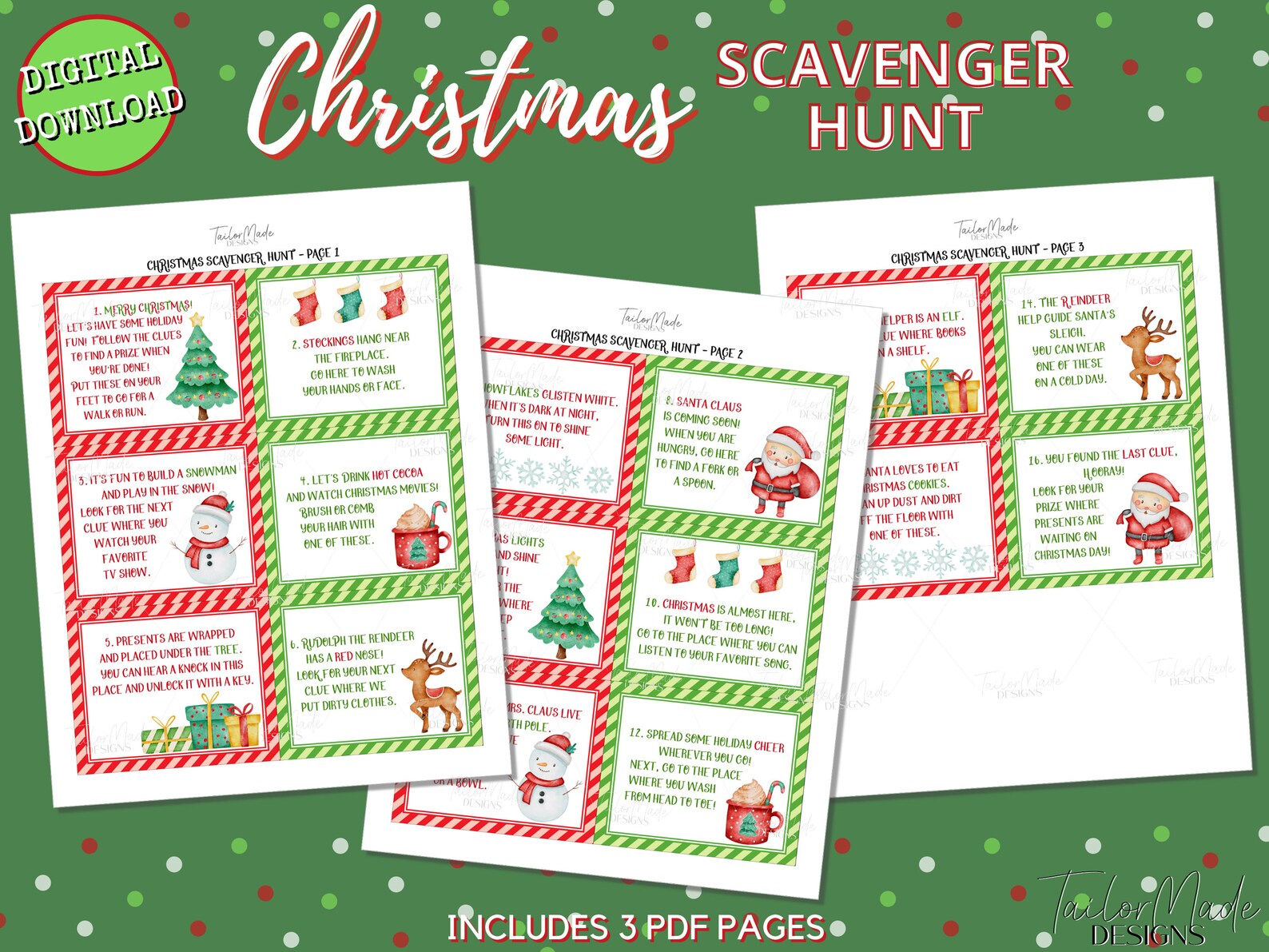 Christmas Scavenger Hunt, Christmas Party Game, Christmas Treasure Hunt ...
