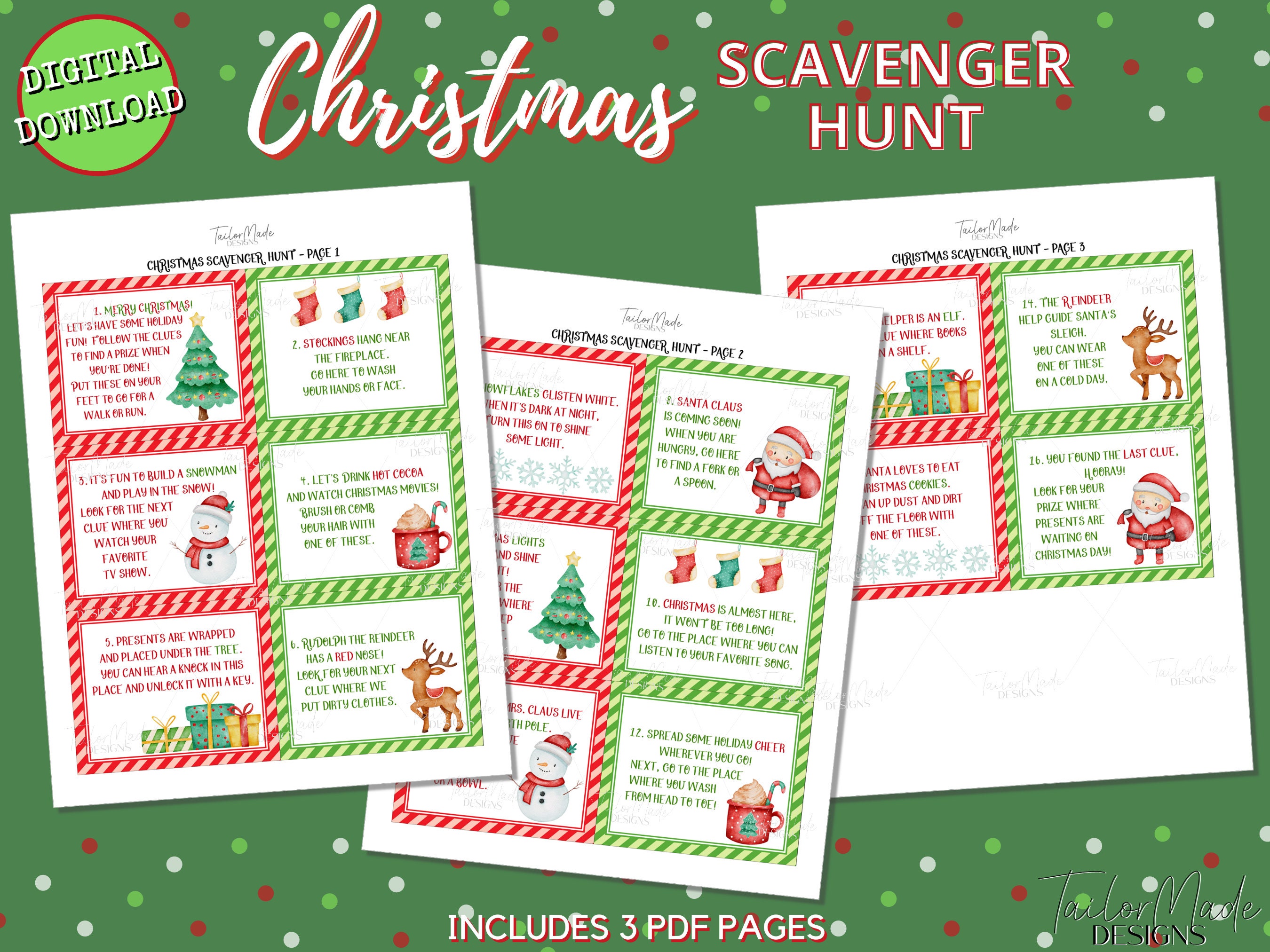 Christmas Scavenger Hunt Christmas Party Game Christmas - Etsy