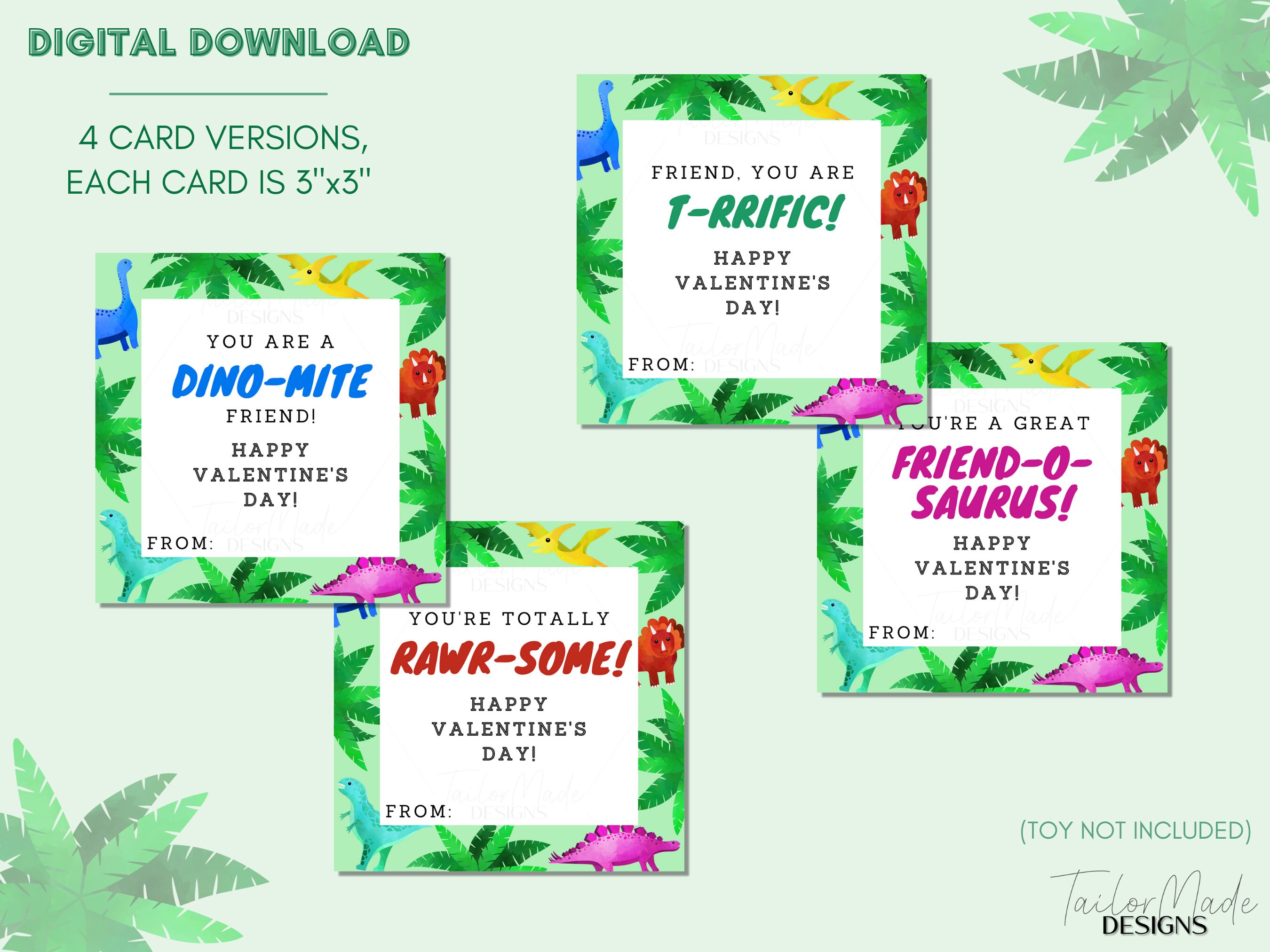 Dinosaur Valentine's Card Personalized Valentine Dino - Etsy