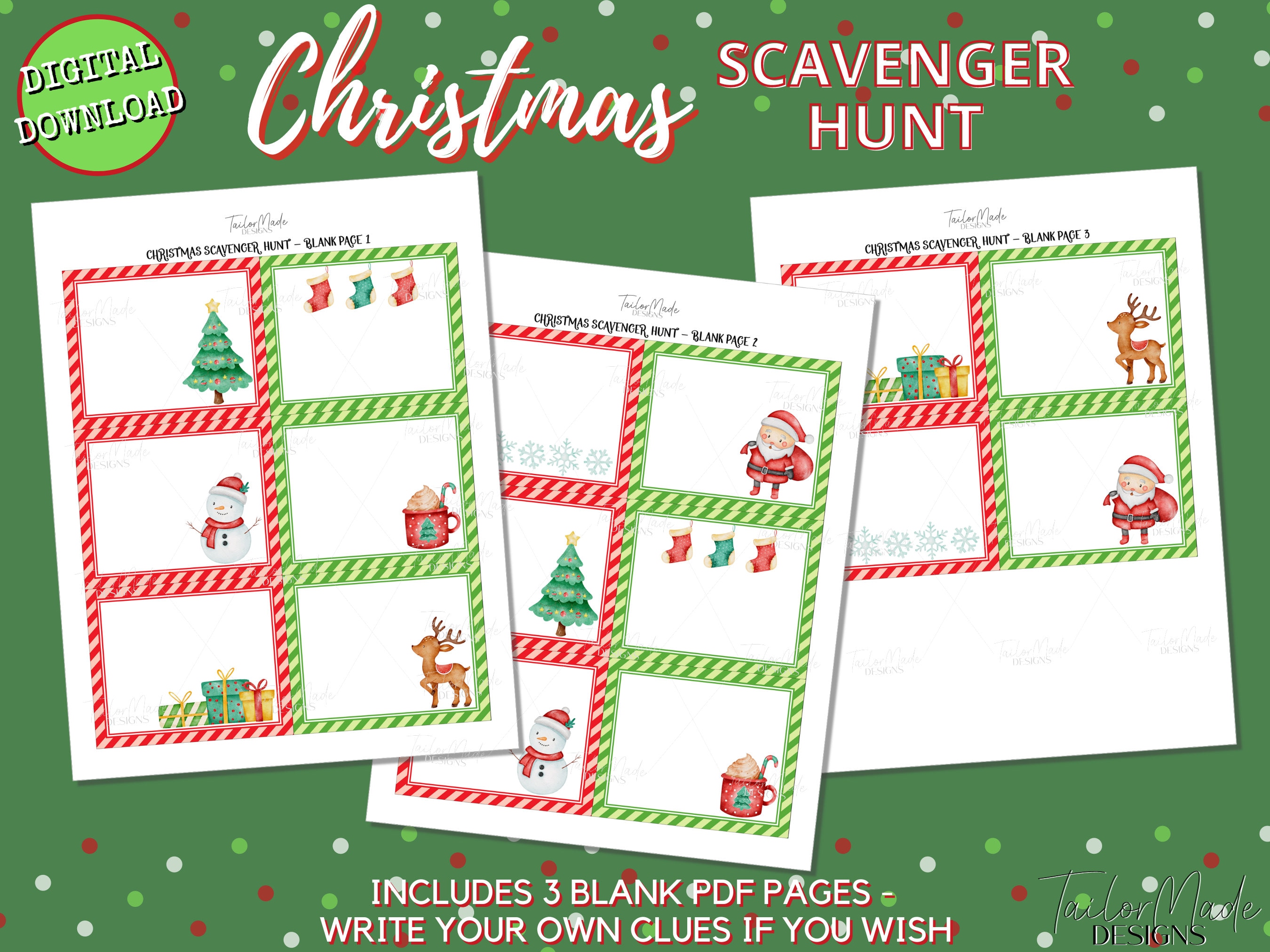 Christmas Scavenger Hunt Christmas Party Game Christmas - Etsy