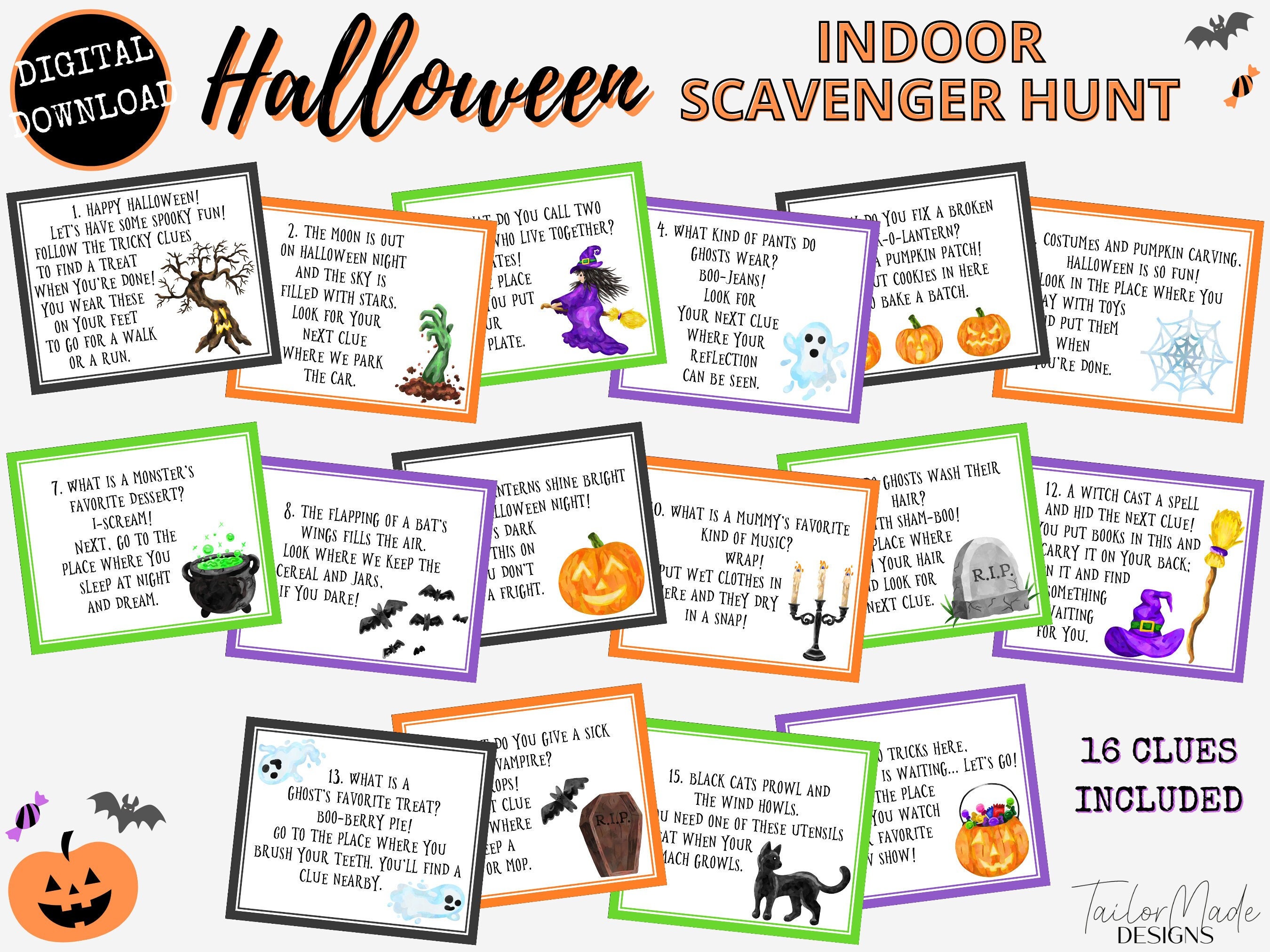 Halloween Scavenger Hunt Halloween Treasure Hunt Kids - Etsy