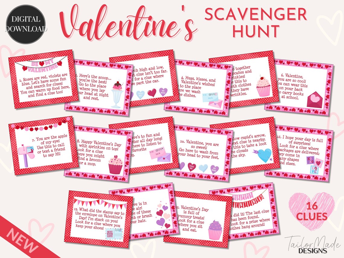 Valentine Scavenger Hunt Valentine's Party Game - Etsy