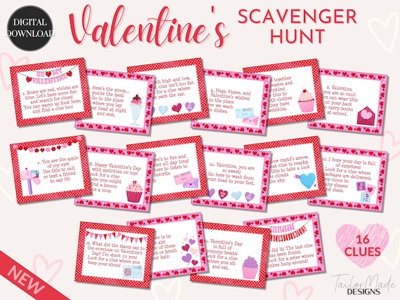 Valentine Scavenger Hunt Valentine's Party Game - Etsy