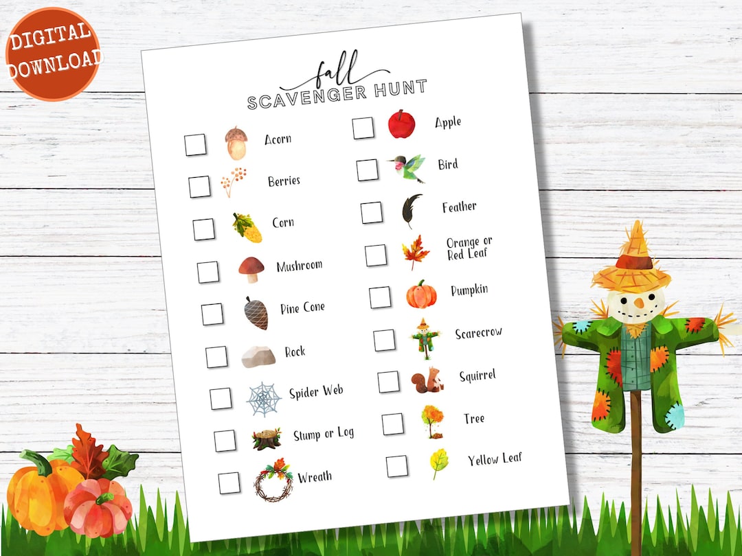 Fall Scavenger Hunt, Pumpkin Patch Scavenger Hunt, Outdoor Scavenger ...