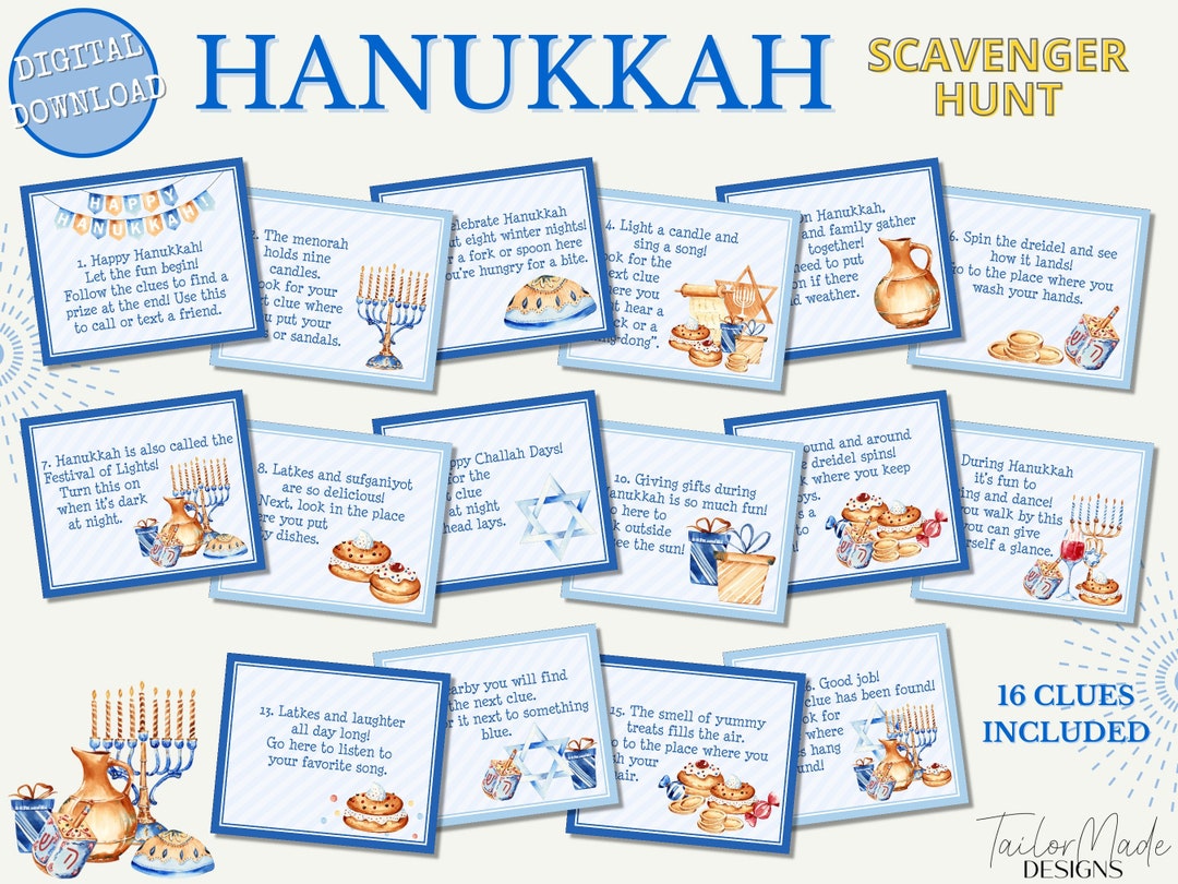 Hanukkah Scavenger Hunt, Hanukkah Treasure Hunt, Chanukah Treasure Hunt ...