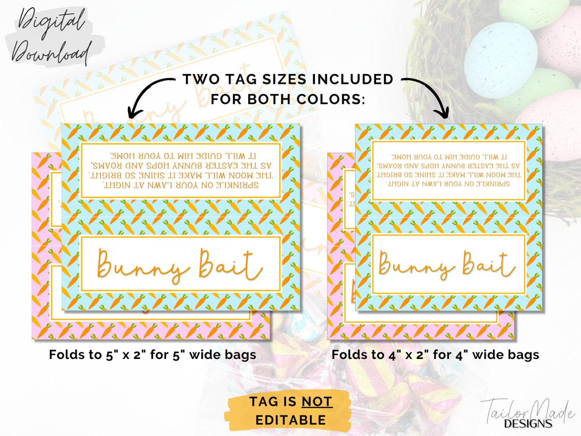 Easter Bunny Bait Tag, Printable Easter Tag, Bunny Bait Treat Bag ...