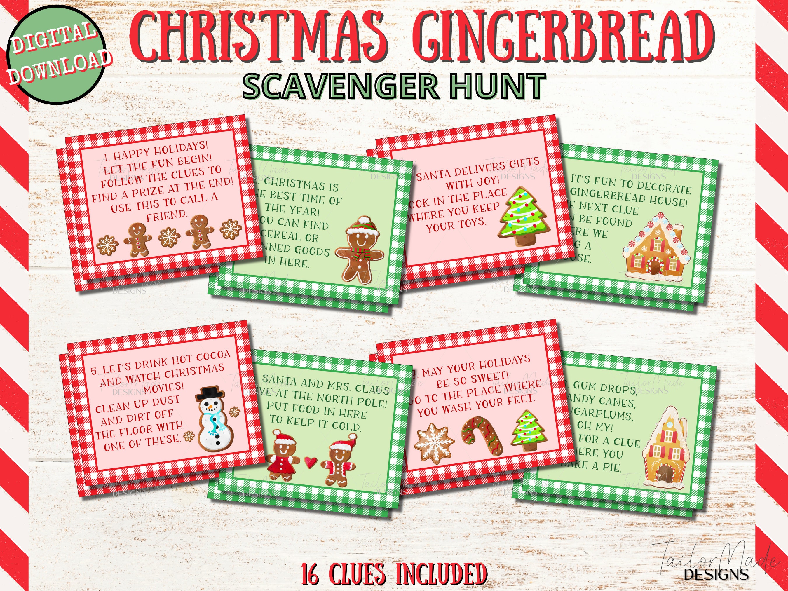Christmas Gingerbread Scavenger Hunt Christmas Party Game - Etsy