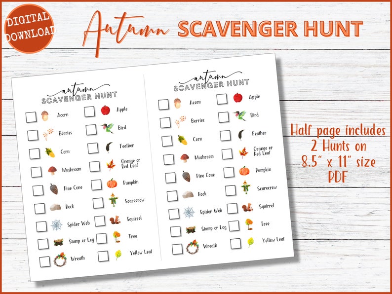 Autumn Scavenger Hunt Fall Scavenger Hunt Pumpkin Patch - Etsy