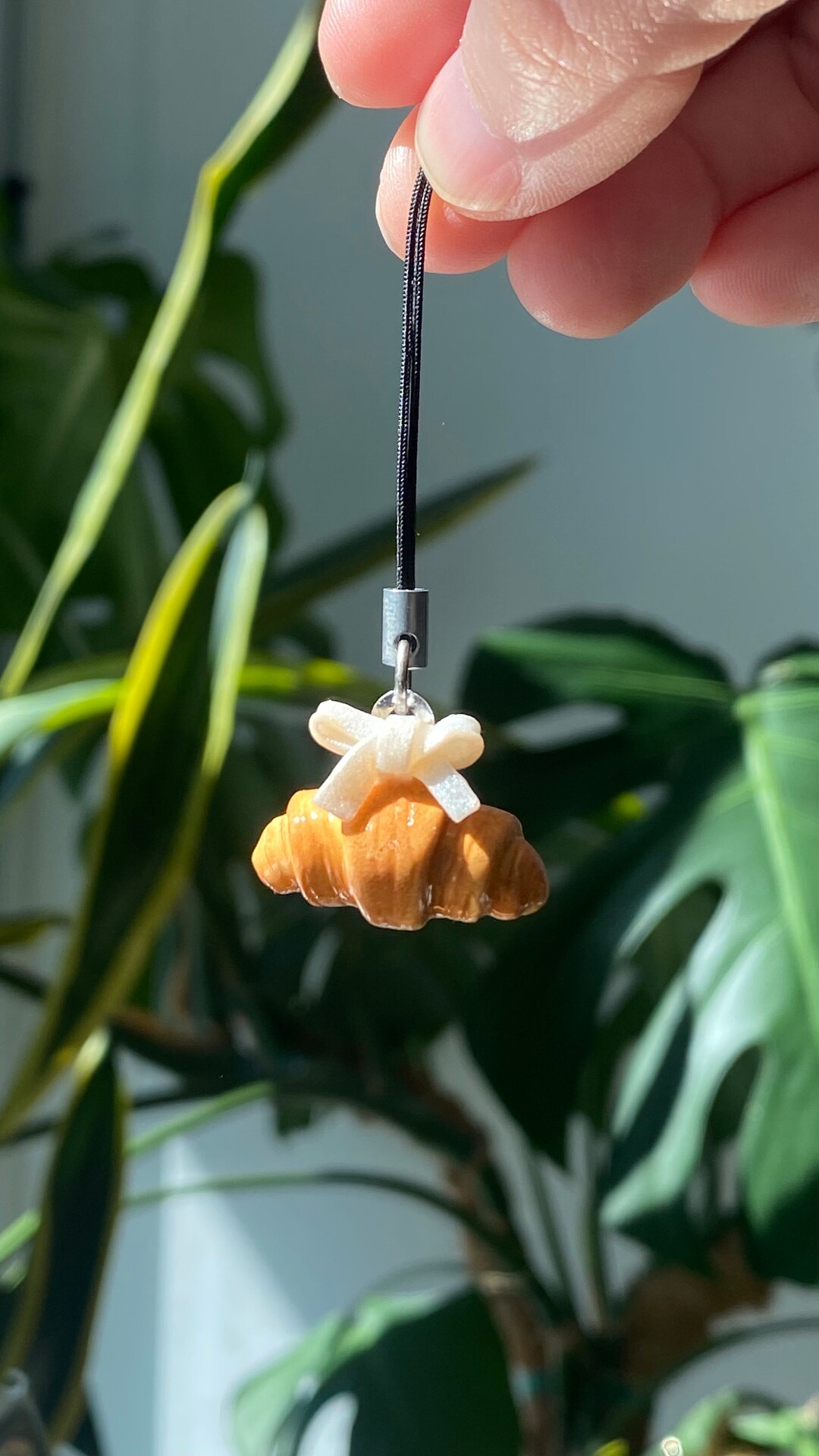 Handmade Polymer Clay Croissant Charm Coquette Bow Keychain Cute Bag ...