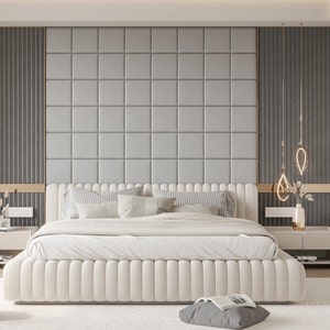 UPHOLSTERED WALL PANELS Square 30x30cm Cushion Wall Panel, Adhesive ...