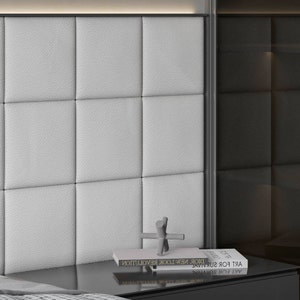 WALL MOUNTED UPHOLSTERED Headboard 30x30cm Square Padded Panel, Leather ...