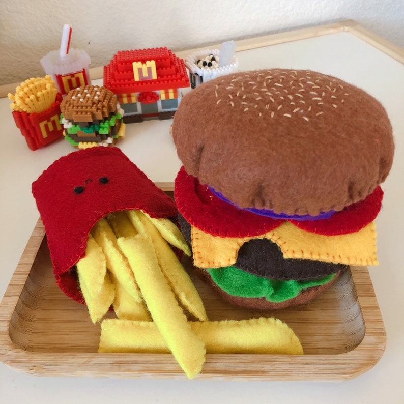Felt Burger and Fries - Felt Pretend Play Food, Felt Foods, Felt Toys ...