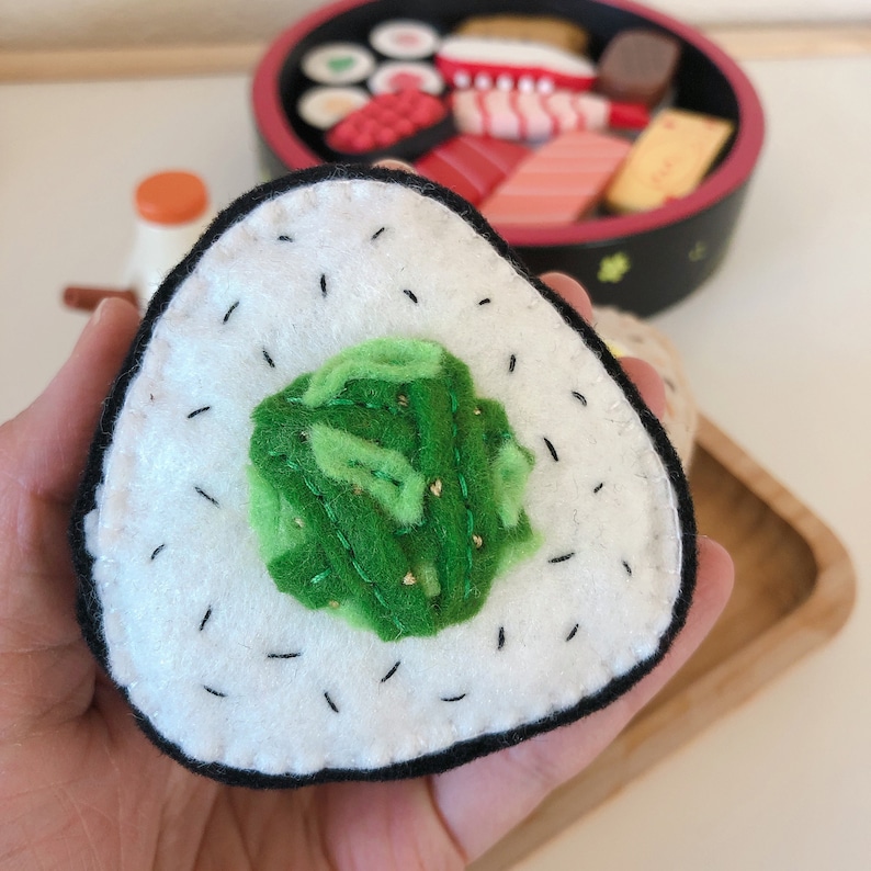 Felt Rice Balls Set of 3 Japanese Onigiri - Pretend Play Foods, Felt ...
