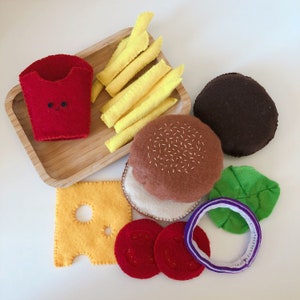 Felt Burger and Fries - Felt Pretend Play Food, Felt Foods, Felt Toys ...