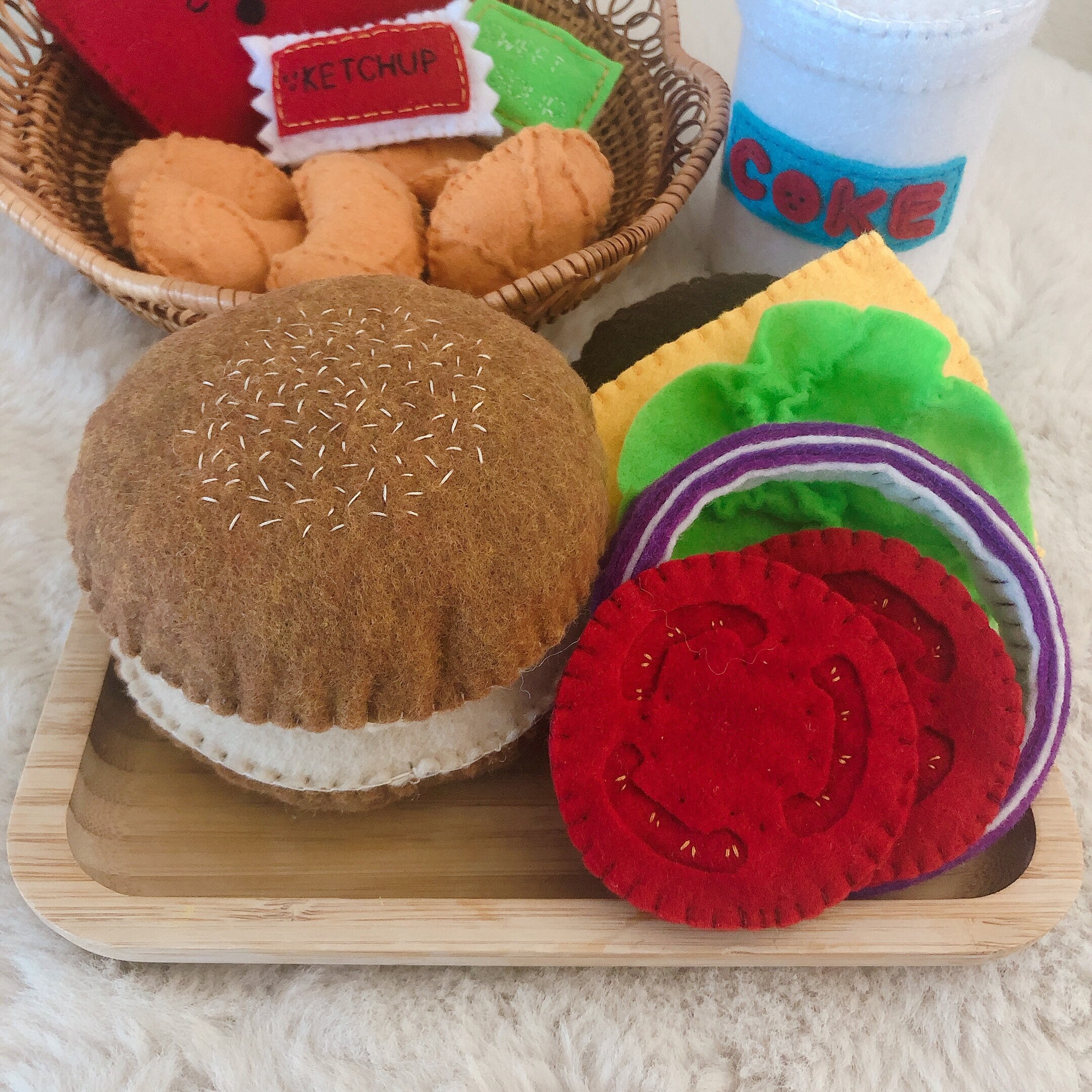 Deluxe Burger Set - Fries, Chicken Nuggets and Coke, Pretend Food ...