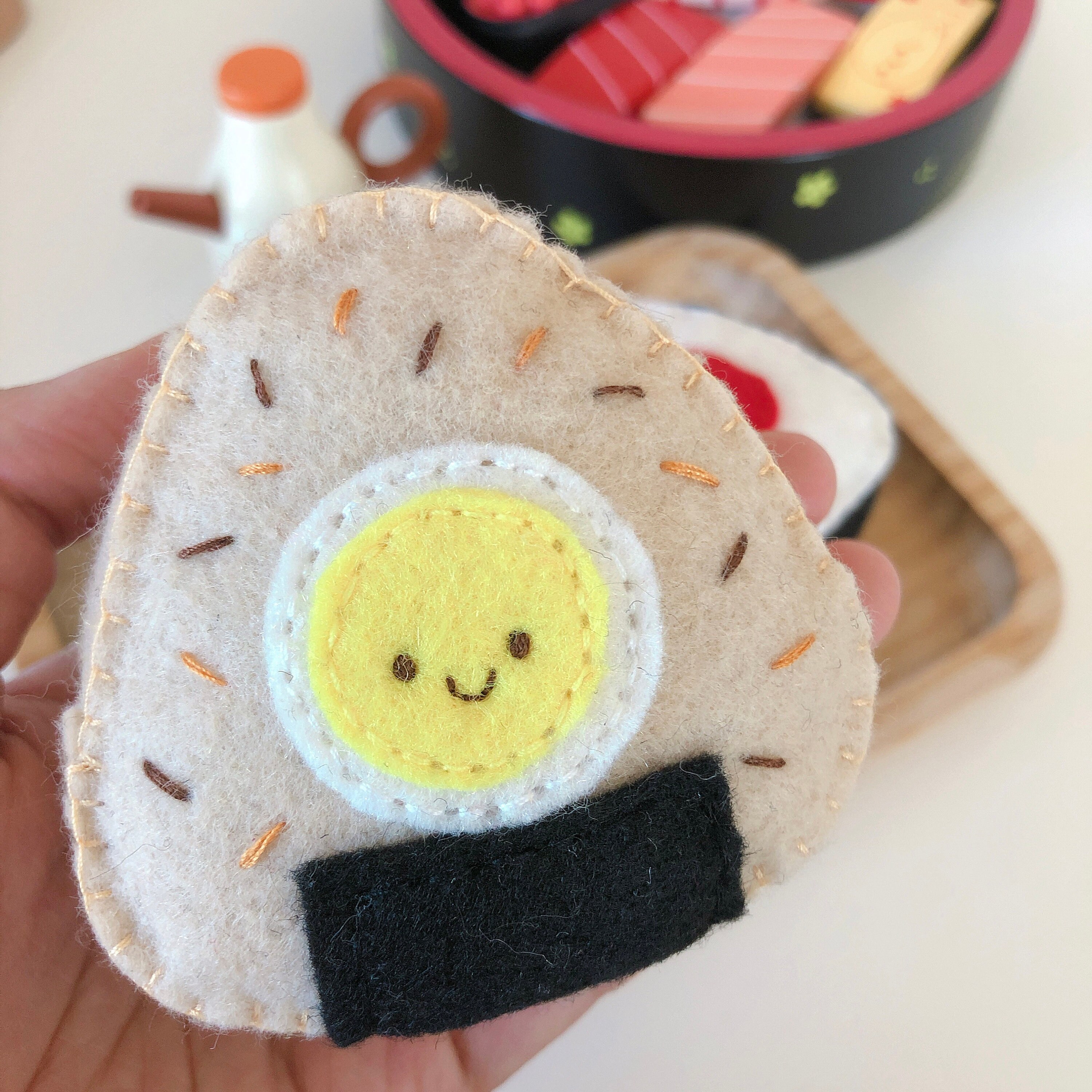 Felt Rice Balls Set of 3 Japanese Onigiri - Pretend Play Foods, Felt ...