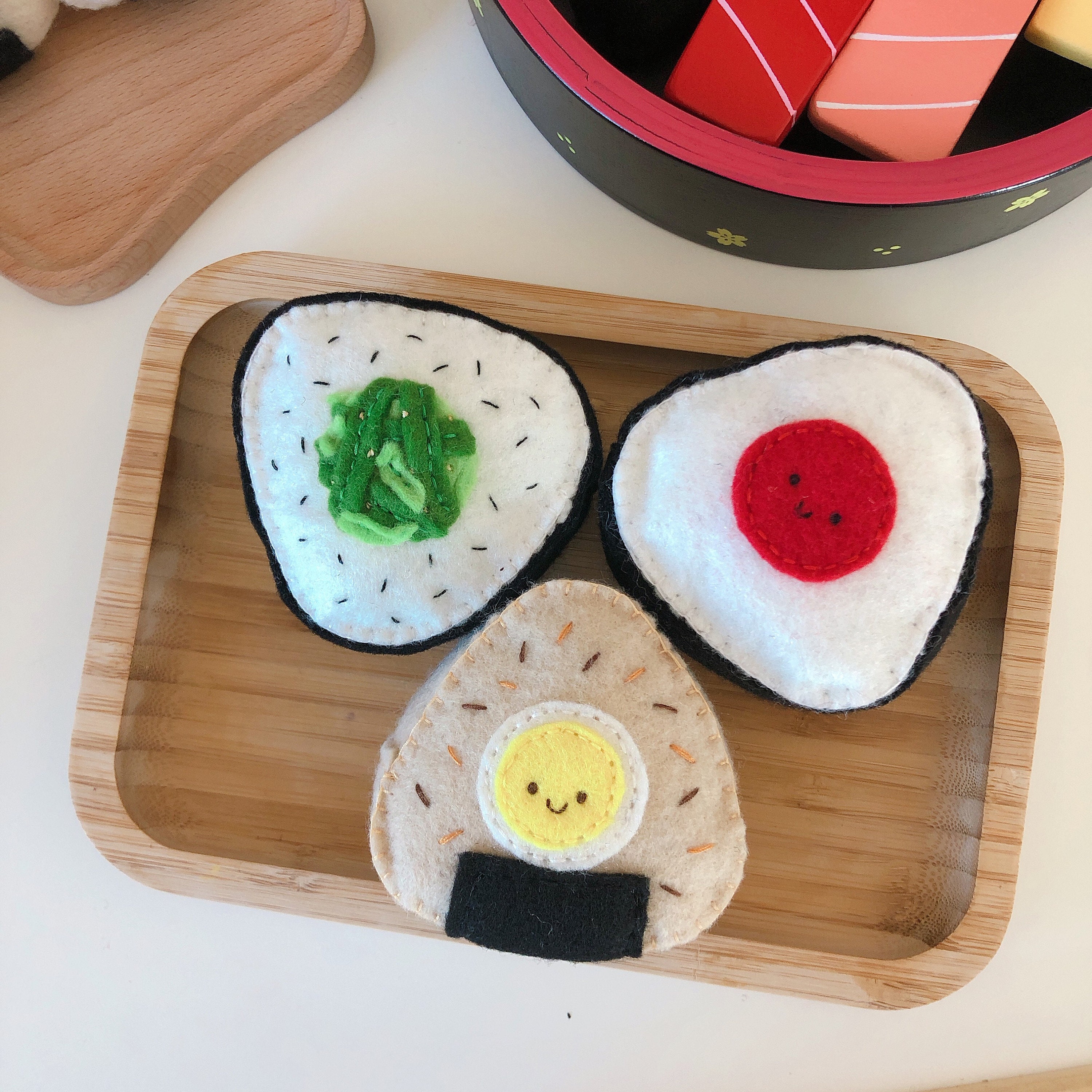 Felt Rice Balls Set of 3 Japanese Onigiri - Pretend Play Foods, Felt ...