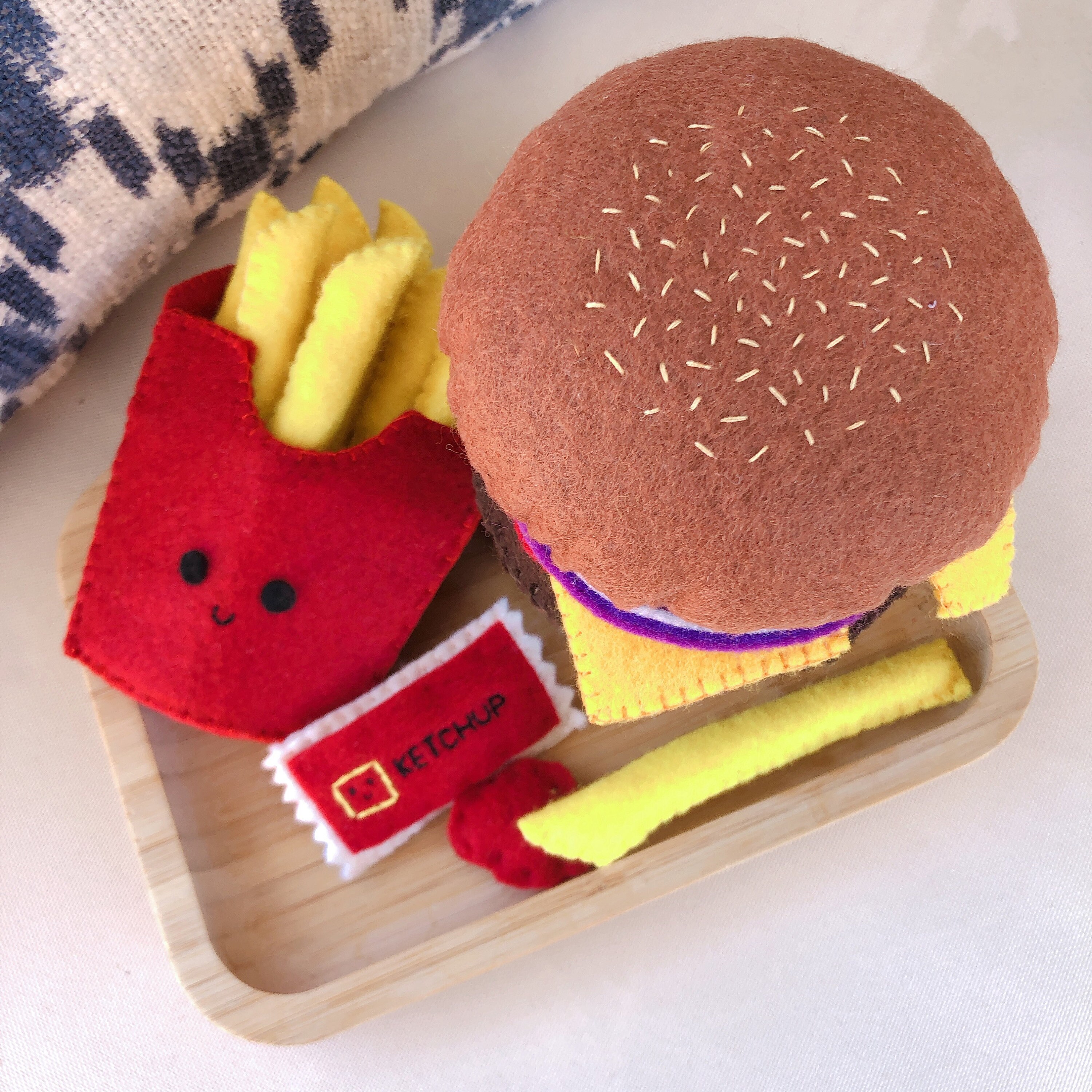 Felt Burger and Fries - Felt Pretend Play Food, Felt Foods, Felt Toys ...
