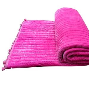 Baby Pink Luxury Velvet Quilt , Couple Quilt, King Quilt, Baby Pink ...