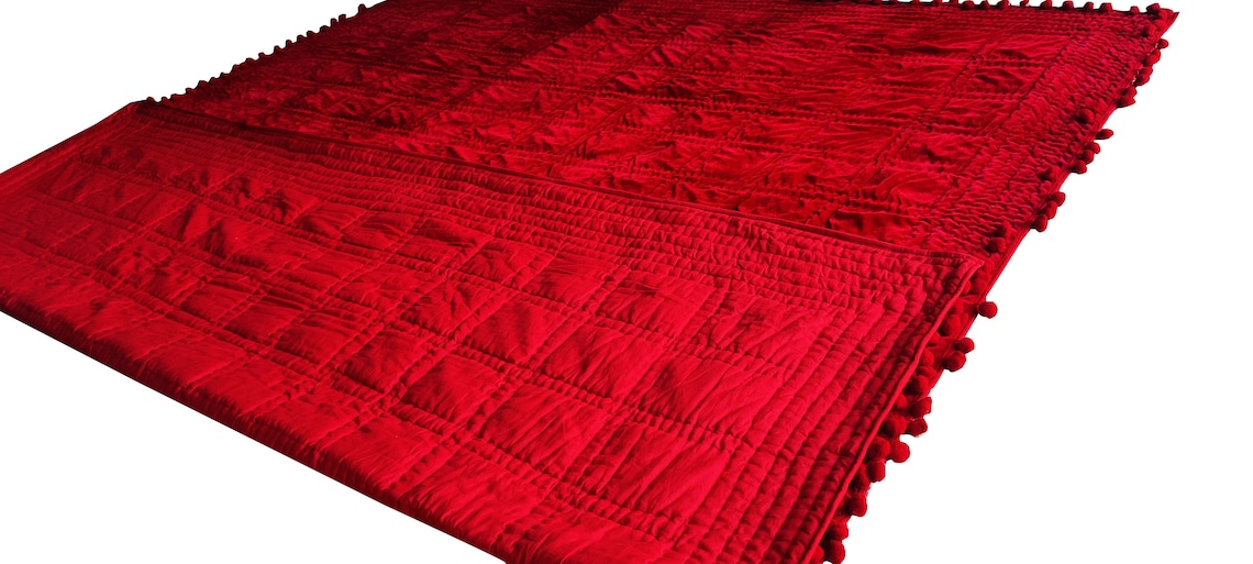 Deep Red Velvet Comforter Deep Red Luxury Quilt Deep Red | Etsy