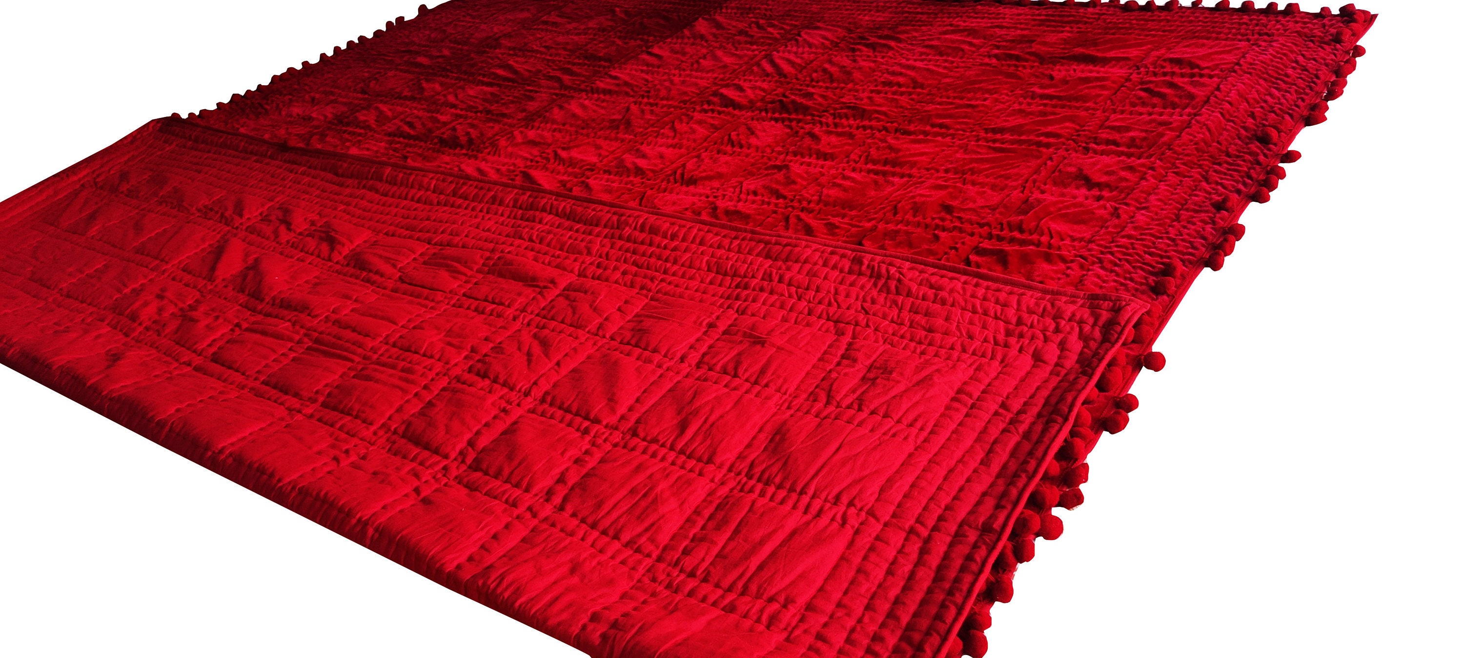 Deep Red Velvet Quilt Deep Red Velvet Comforter Velvet | Etsy