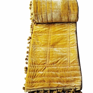 Dark Light Gold Velvet Quilt, Gold Velvet Comforter, Velvet Bedspread ...